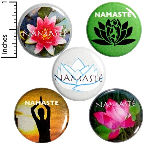 Namaste Yoga Buttons Backpack Jacket Pins 5 Pack Gift Set Cute Cool 1 ...