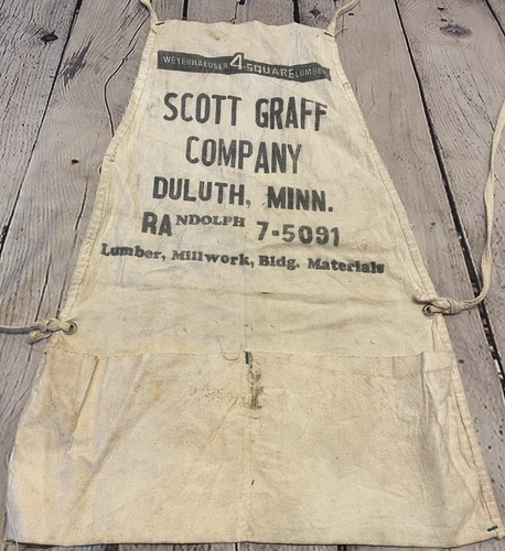 Vintage Duluth MN Construction Hardware Apron Scott Graff Co Canvas ...