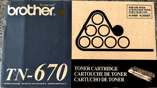 Brother Genuine TN-670 Black Standard Yield Toner Cartridge TN670, Open ...