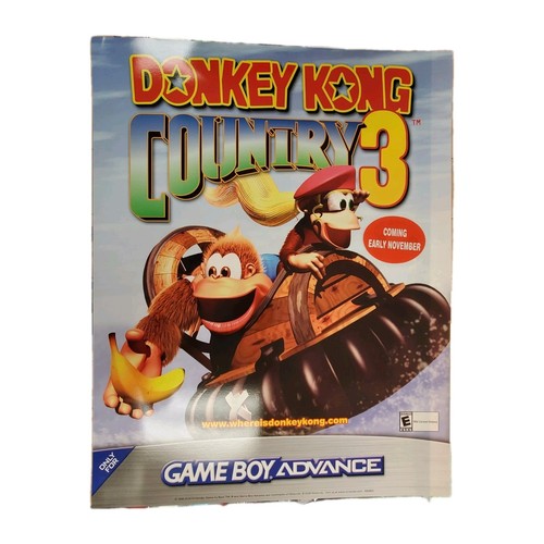 Gameboy Advance Donkey Kong Country 3 Vintage Video Game Promo Poster ...