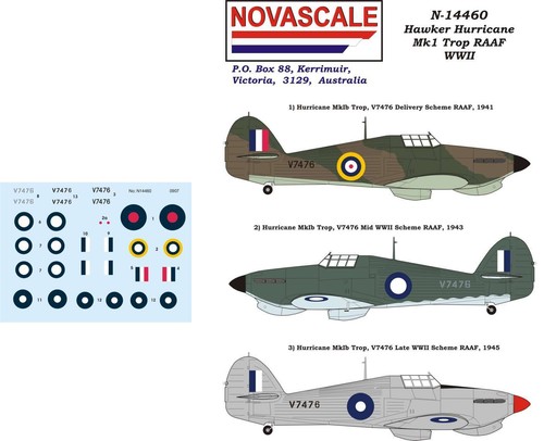 RAAF Decals Hurricane Mk1 Trop WWII 1/144 Scale N14460 | eBay Australia
