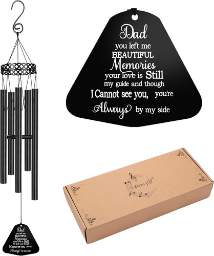 Memorial Wind Chimes for Loss of Father Sympathy Gifts Dad Papa Black ...
