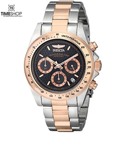 Invicta Speedway Black and Rose Dial SS Chronograph Quartz Mens Watch ...