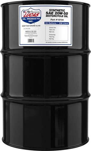 Lucas Full Synthetic Motorcycle Motor Oil 20W-50 55 Gallon - 10734 | eBay