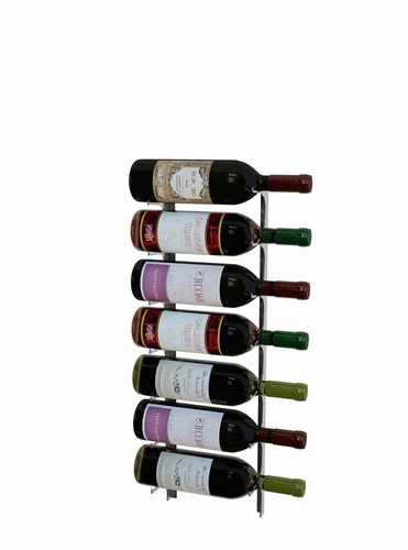 RevueVino wall mounted magnum metal wine rack-Silver-7 Bottles-3 Foot-1 ...