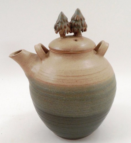 Studio Artist Signed Stoneware Art Pottery Tea Pot w/ Figural Tree ...