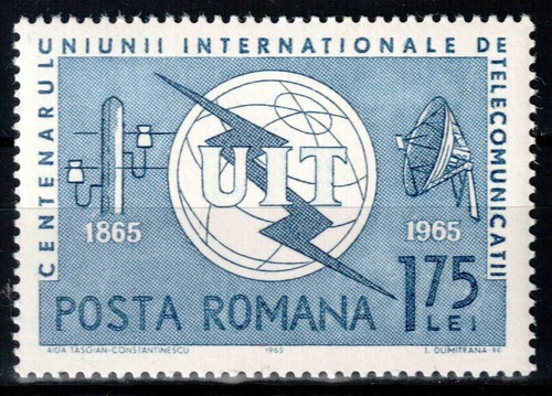 Romania 1965, Mi#2402, Sc#1744, ITU UIT centenary, communications, MNH ...