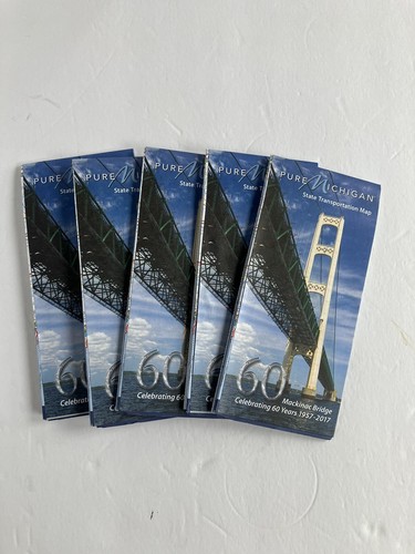 lot of 5 2017 Pure Michigan State Transportation Map- 60 Years Mackinac ...