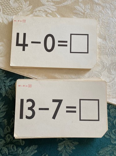 Vintage Subtraction Flash Cards 1960s, math practice or craft use - 52 ...
