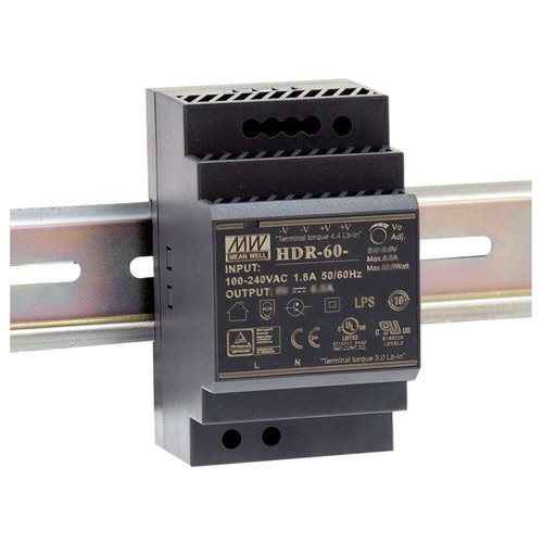 HDR-60-24 Ultra Slim Step Shape 3SU DIN Rail Power Supply 24 Volt 2.5 ...