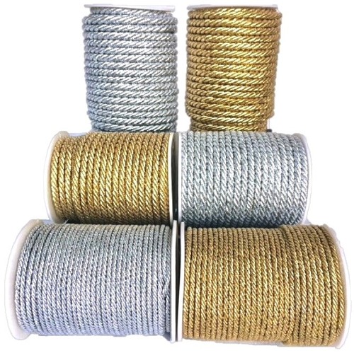 Metallic Round Lurex Cord Rope Craft / Trimmings Gold / Silver 3mm, 5mm ...