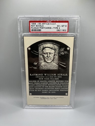 Ray Schalk 1956-63 Artvue Type 2 Hall Of Fame Plaque Post Card PSA EX ...