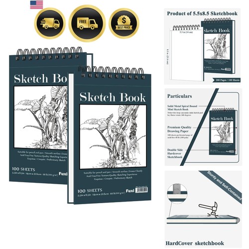 Sketchbook Small Mini Drawing Pad Spiral Portable Art Paper 2 Pack | eBay