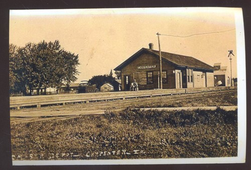 REAL PHOTO CARPENTER IOWA IA. RAILROAD DEPOT TRAIN STATION POSTCARD ...