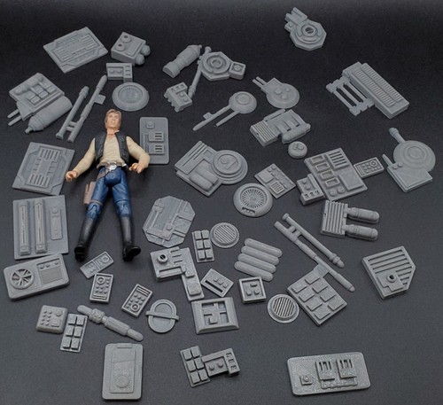 CUSTOM 50 PIECE GREEBLE LOT for 3.75" 1:18 SCALE STAR WARS FIGURE ...
