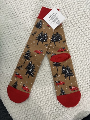 New with tag Hallmark Christmas socks red & tan, one size fits most | eBay