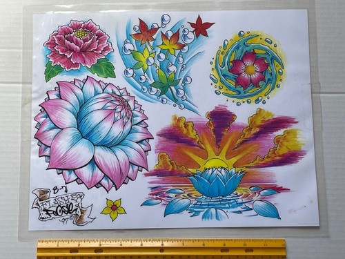 Vintage Art Tattoo Flash Sheet Foose 1997 Flowers /T75 | eBay