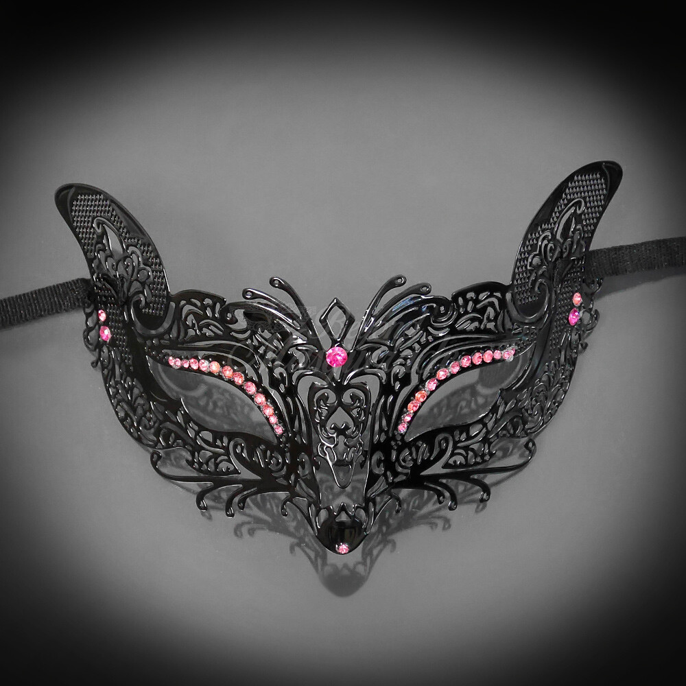 Black Metal Swan Mask Venetian Halloween Ball Masquerade Mask w ...