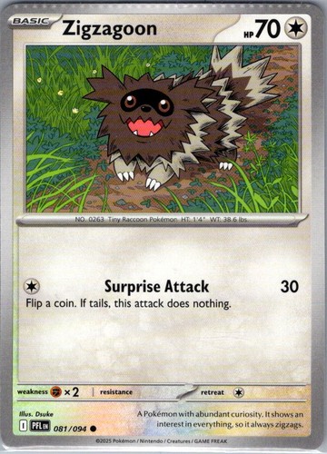 CRIMP ERROR Zigzagoon 081/094 Non Holo Phantasmal Flames - Pokemon Card ...