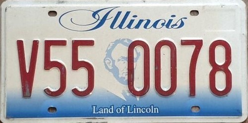 Illinois IL license plate # V55 0078 *Land of Lincoln *embossed ...