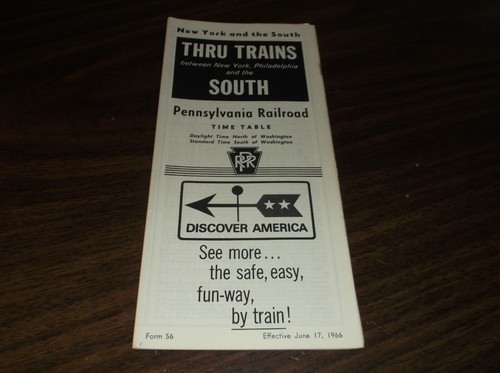 JUNE 1966 PRR PENNSYLVANIA RAILROAD FORM 56 THROUGH TRAINS SOUTH | eBay
