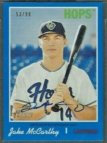 Jake McCarthy 2019 Topps Heritage Minor League BLUE AUTO /99 ...