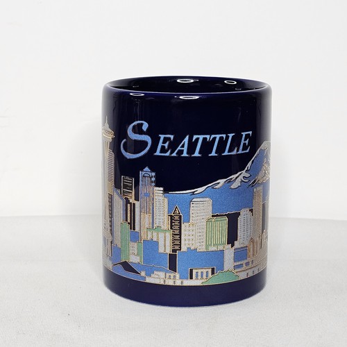 Seattle Coffee Mug Cup Space Needle City Skyline Mt. Rainier Blue ...