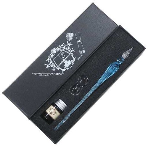 Turquoise Blue Glass Pen with Bottled Ink Ascendance of a Bookworm -Ani ...