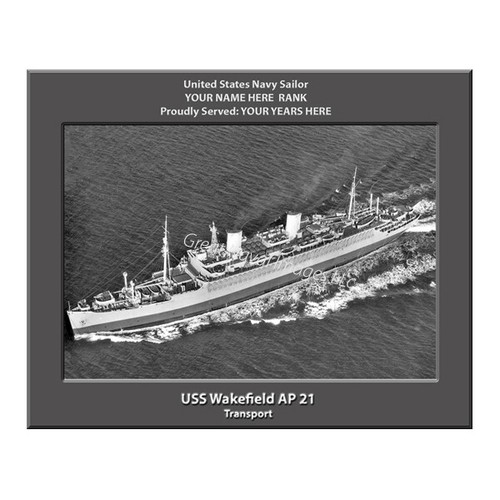 USS Wakefield AP-21 Personalized Canvas Ship Photo Print Navy Veteran ...