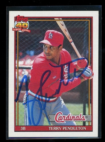 1991 Topps TERRY PENDLETON Signed Card autograph auto cardinals braves ...