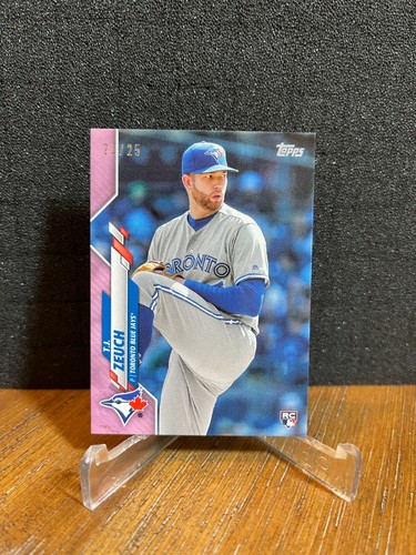 2020 Topps Mini TJ ZEUCH Blue Jays rc #407 Rookie PINK PARALLEL 23/25 ...