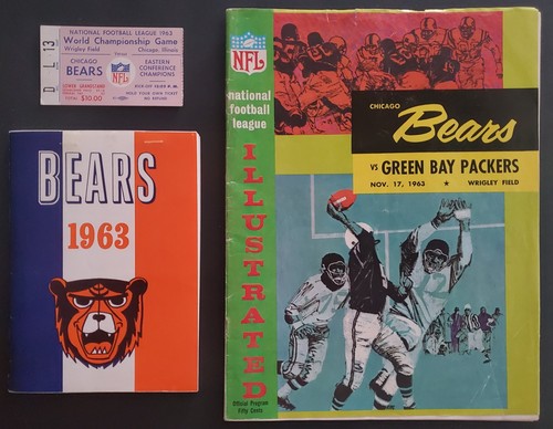 SUPER RARE 1963 Chicago Bears Championship Game Ticket Stub + '63 Media ...