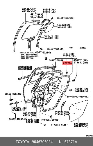 Genuine OE clip, door weatherstrip, 9046706084 for TOYOTA 90467-06084 ...