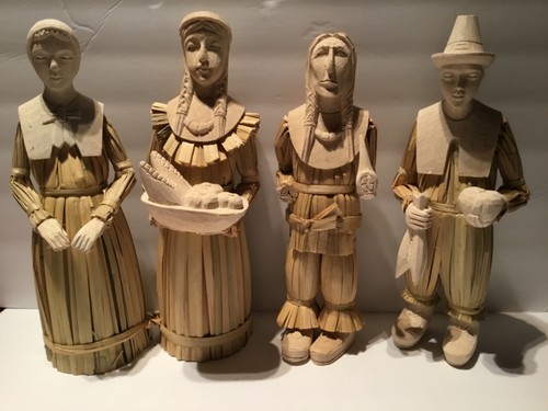 Vtg Thanksgiving Harvest Hand Carved 15” Corn Husk Native American ...