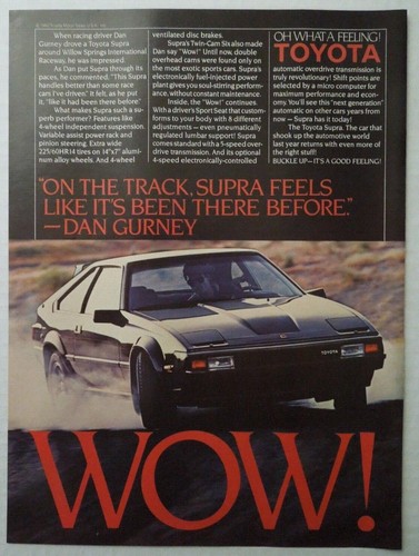 1983 TOYOTA SUPRA Magazine Ad - Racing Driver Dan Gurney | eBay