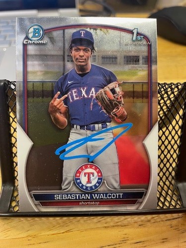 Sebastian Walcott Autographed Signed 1st Bowman 2023 CHROME Card Texas ...