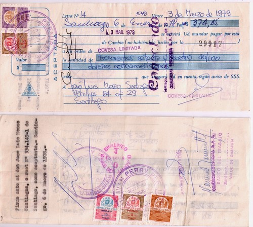 062/23 - CHILE, NICE & ELUSIVE OLD BILL OF EXCHANGE DOC. - COVESA | eBay