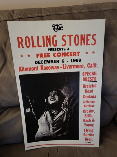 The Rolling Stones Altamont Concert Poster 14 × 22 - 1969 Poster Art ...