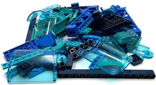 Lego Assorted New Blue Aqua Technics Liftarms Bricks Glass Tiles Plates ...