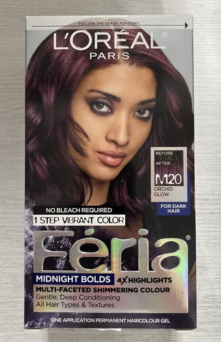 L'Oreal Paris Feria Midnight Bold Permanent One-Step Hair Color, M20 ...