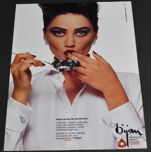1992 Print Ad Sexy Fashion Bijan Brunette Lady Feminine Beauty Persian ...