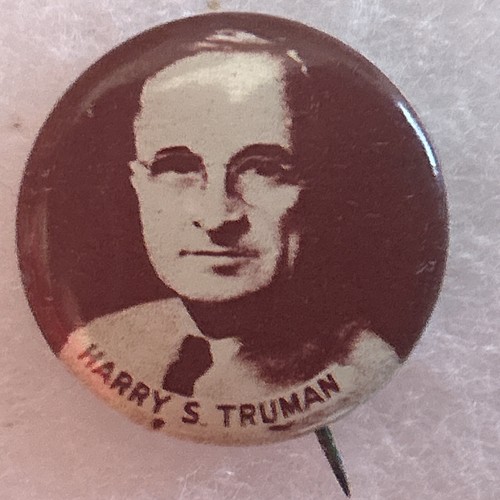 Harry S. Truman brown tone 1 1/8” pinback button pin | eBay