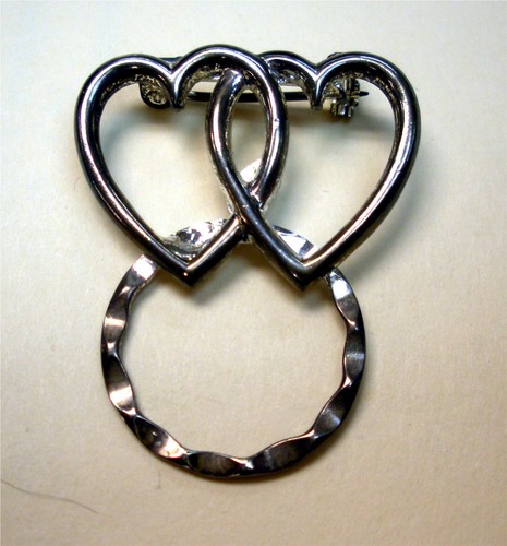 Double Silver Heart Spec Pin | eBay
