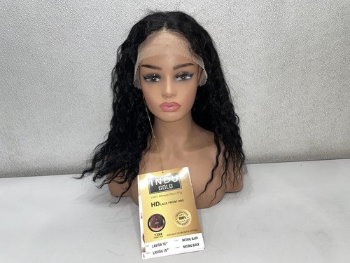 Indu Gold Lavida Natural Black 100% Human Hair Lace Wig, 18" | eBay