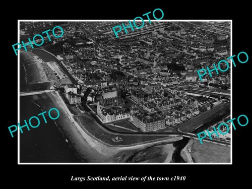 OLD LARGE HISTORIC PHOTO OF LARGS SCOTLAND AERIAL VIEW OF THE TOWN ...