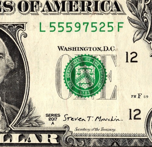 5 of a kind Fancy Serial Number One Dollar bill L55597525F | eBay