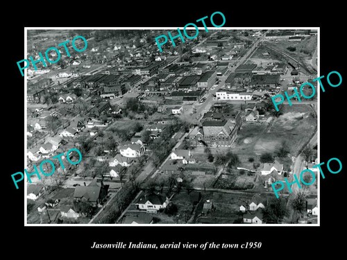 OLD LARGE HISTORIC PHOTO JASONVILLE INDIANA, AERIAL VIEW OF THE TOWN ...