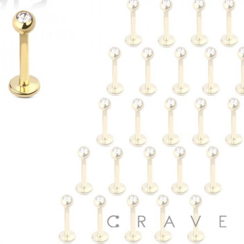 Gold PVD Plated 316L Surgical Steel Labret w/Gem | eBay