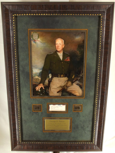 General George Patton US Third Army War Dated Autograph Framed Display ...