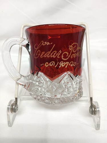 1907 PIGEON BLOOD RED FLASH GLASS CEDAR POINT SOUVENIR CUP | eBay